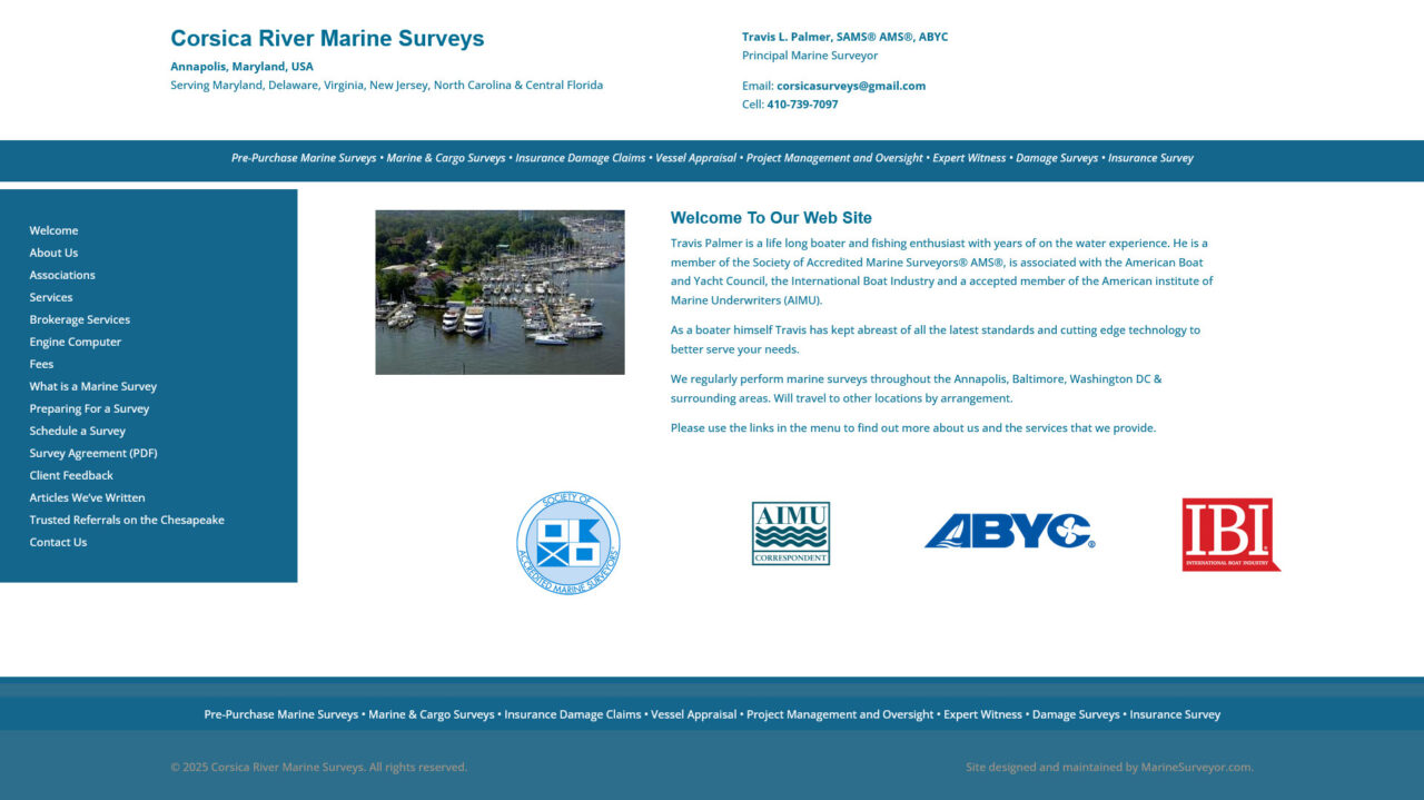Website Design & Development - Marine Surveyor Marine Marketplace